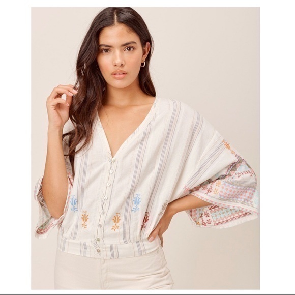 Haute Ellie | Tops | Danika Button Down Hand Embroidered Top | Poshmark